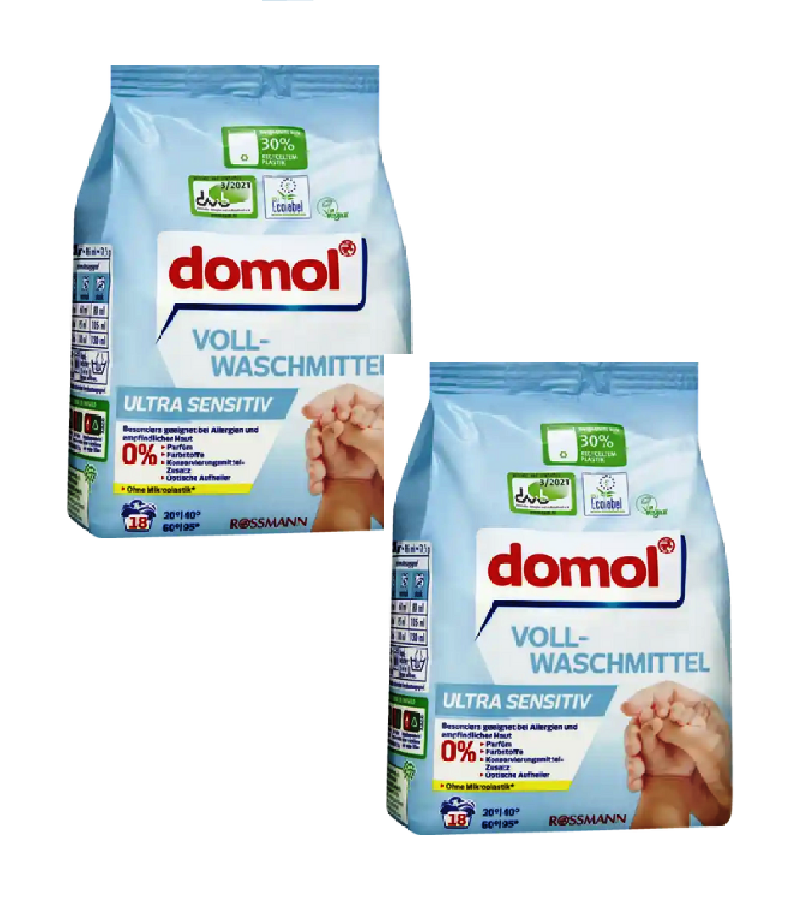 2xPack Domol Heavy-Duty Detergent Ultra Sensitive Powder - 36 WL ...