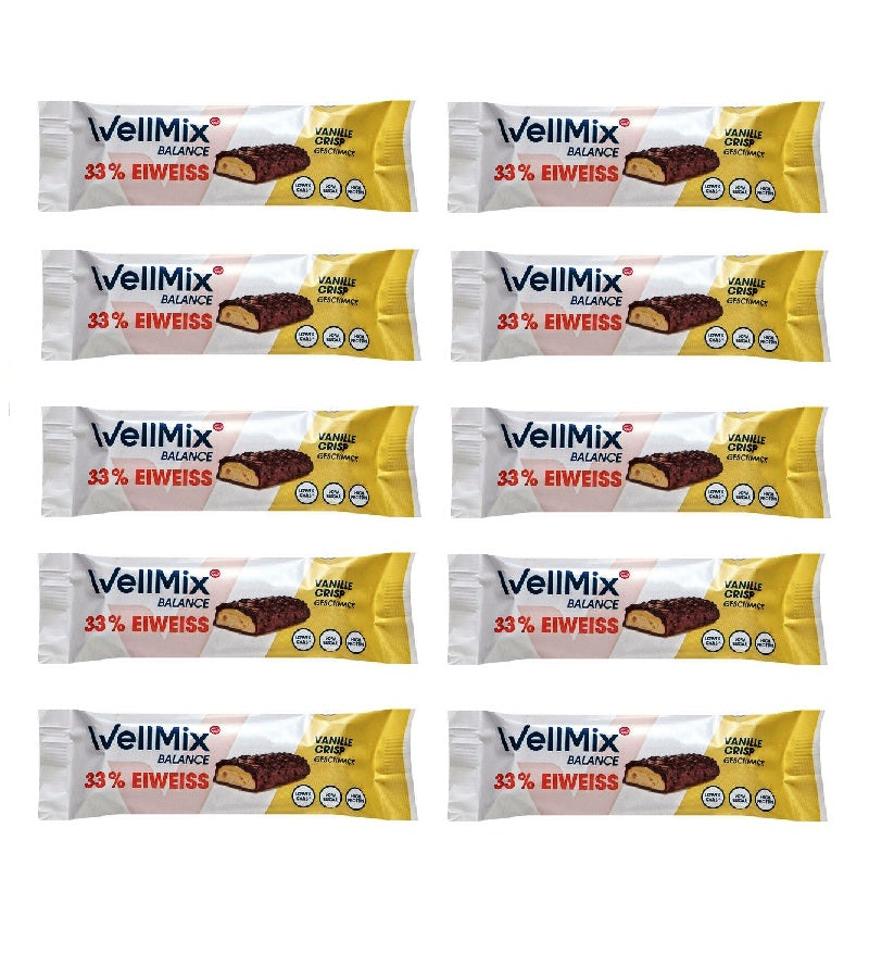 10 Bars WellMix Balance 33% Protein Vanilla Crisp Energy Bars - 450 g ...